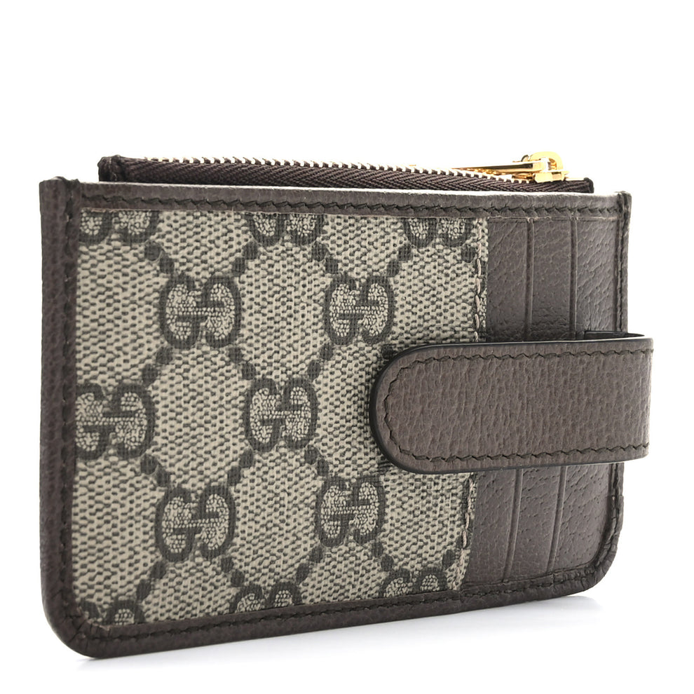 Gucci GG Supreme Monogram Web Ophidia Zip Card Case Brown 1703107 ...