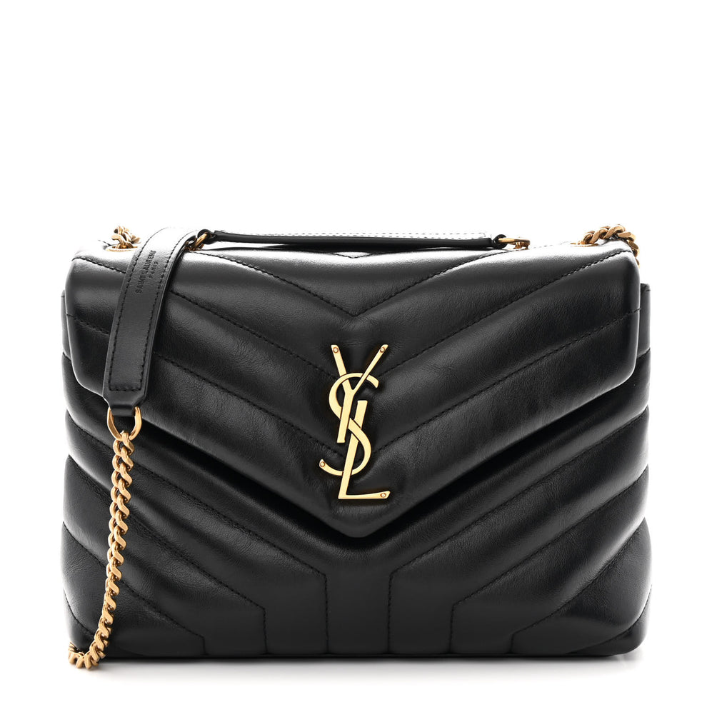 Saint Laurent Calfskin Y Quilted Monogram Small Loulou Chain Satchel ...