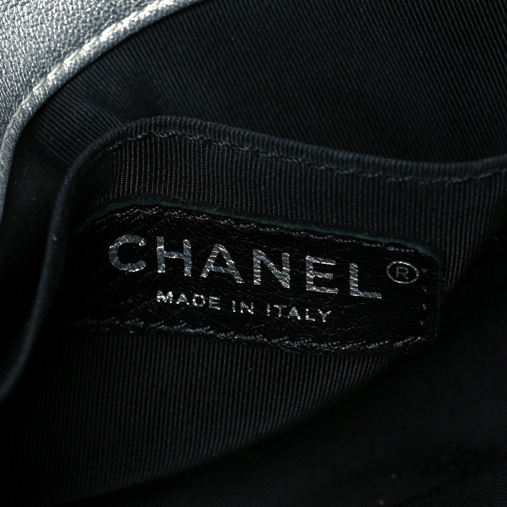Chanel Metallic Lambskin Chevron Quilted Mini Rectangular Flap Silver ...