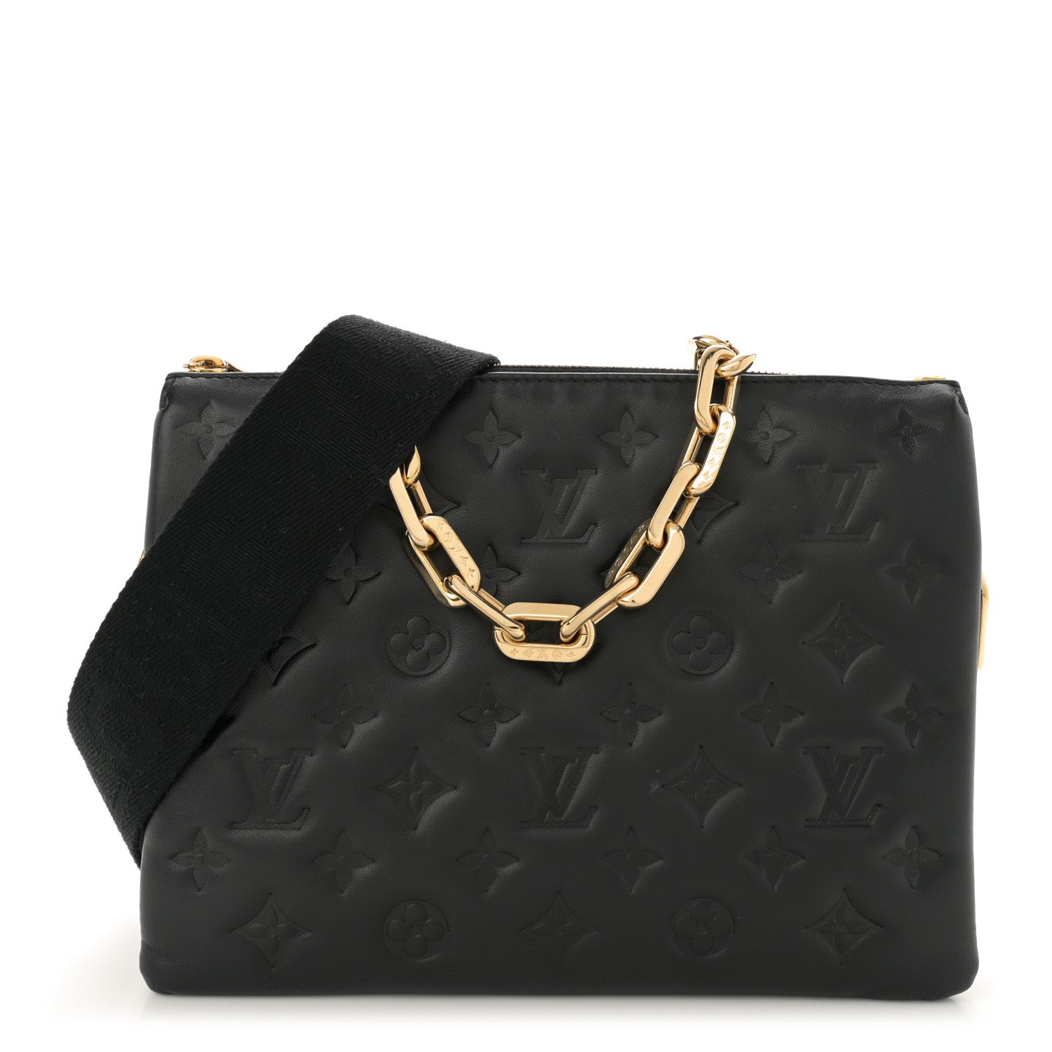 Louis Vuitton Lambskin Embossed Monogram Coussin PM Black 1614600 ...
