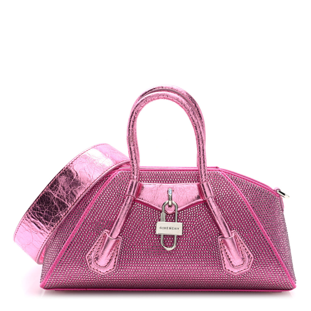 Givenchy Lambskin Satin Strass Mini Antigona Stretch Neon Pink 1767960 ...