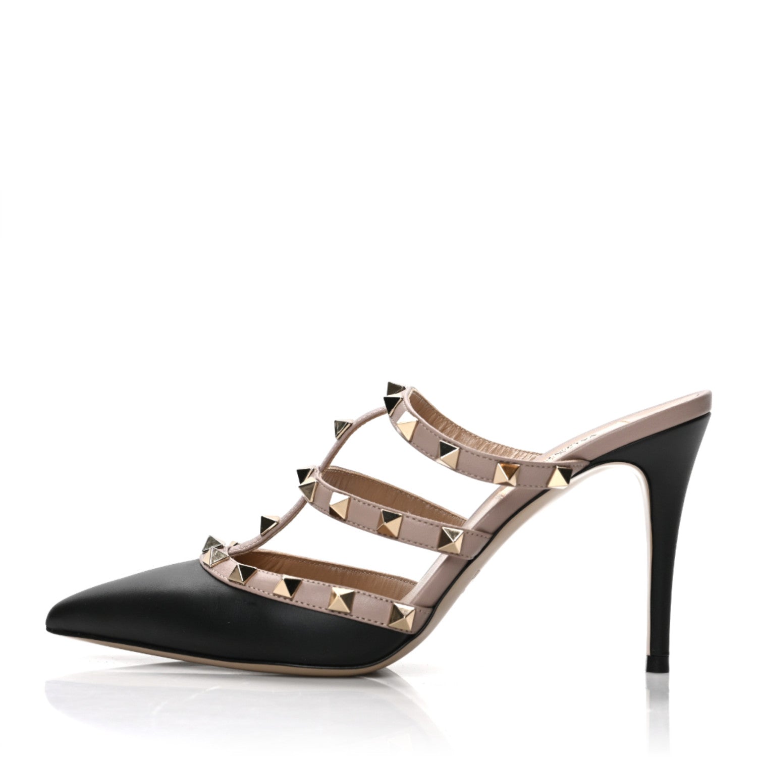 Valentino Garavani Nappa Rockstud 90mm Cage Mules 37 Black Poudre ...