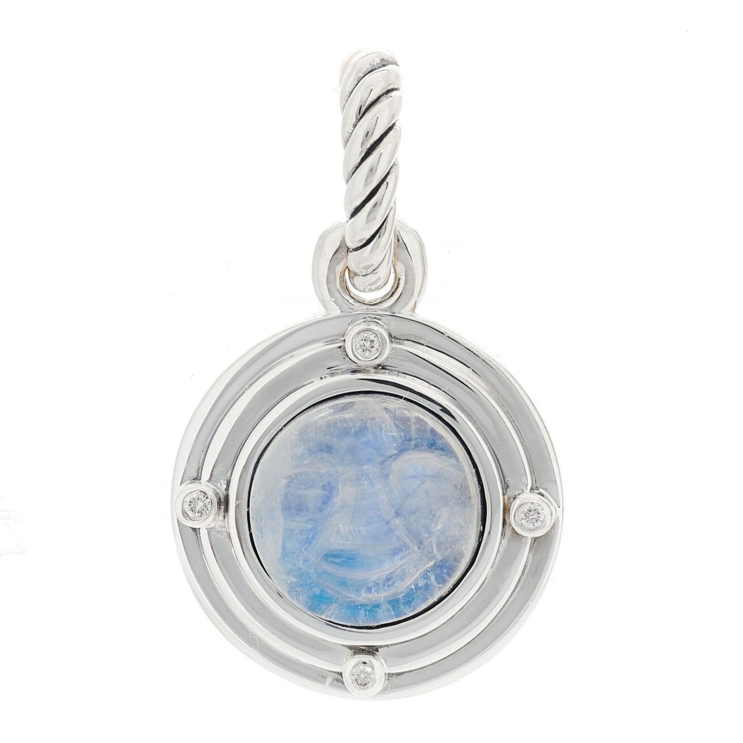 David Yurman Sterling Silver Diamond Moonstone Amulet Enhancer Pendant ...