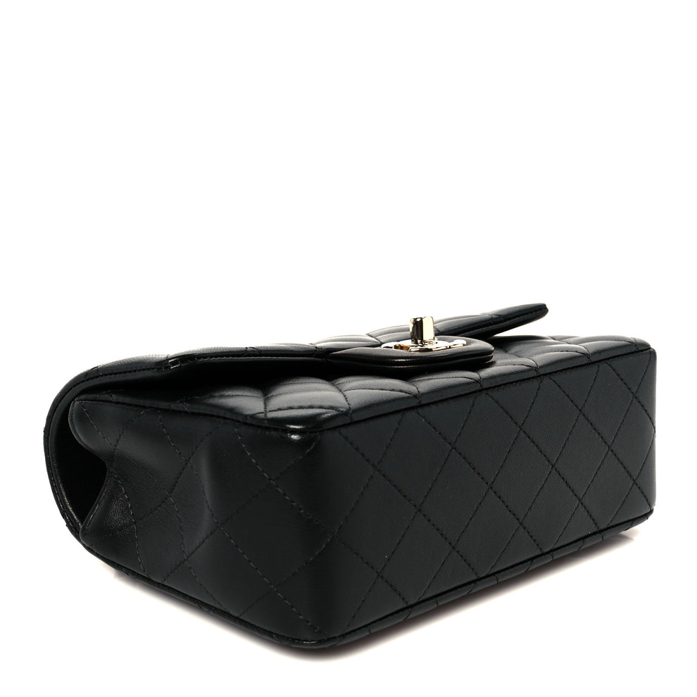 Chanel Lambskin Quilted Mini Top Handle Rectangular Flap Black 1793055 ...