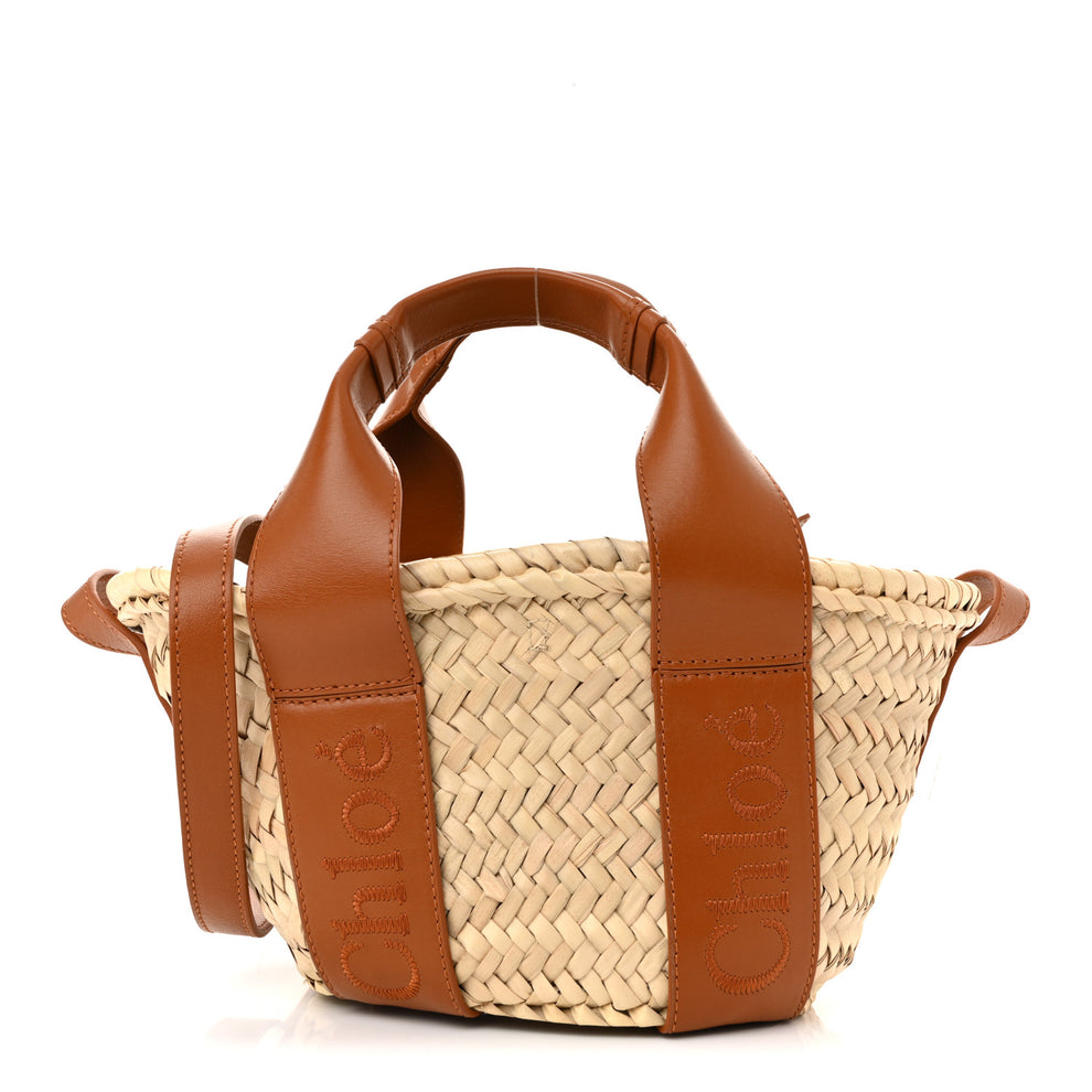 Chloe Raffia Smooth Calfskin Small Sense Basket Caramel 1776600 ...