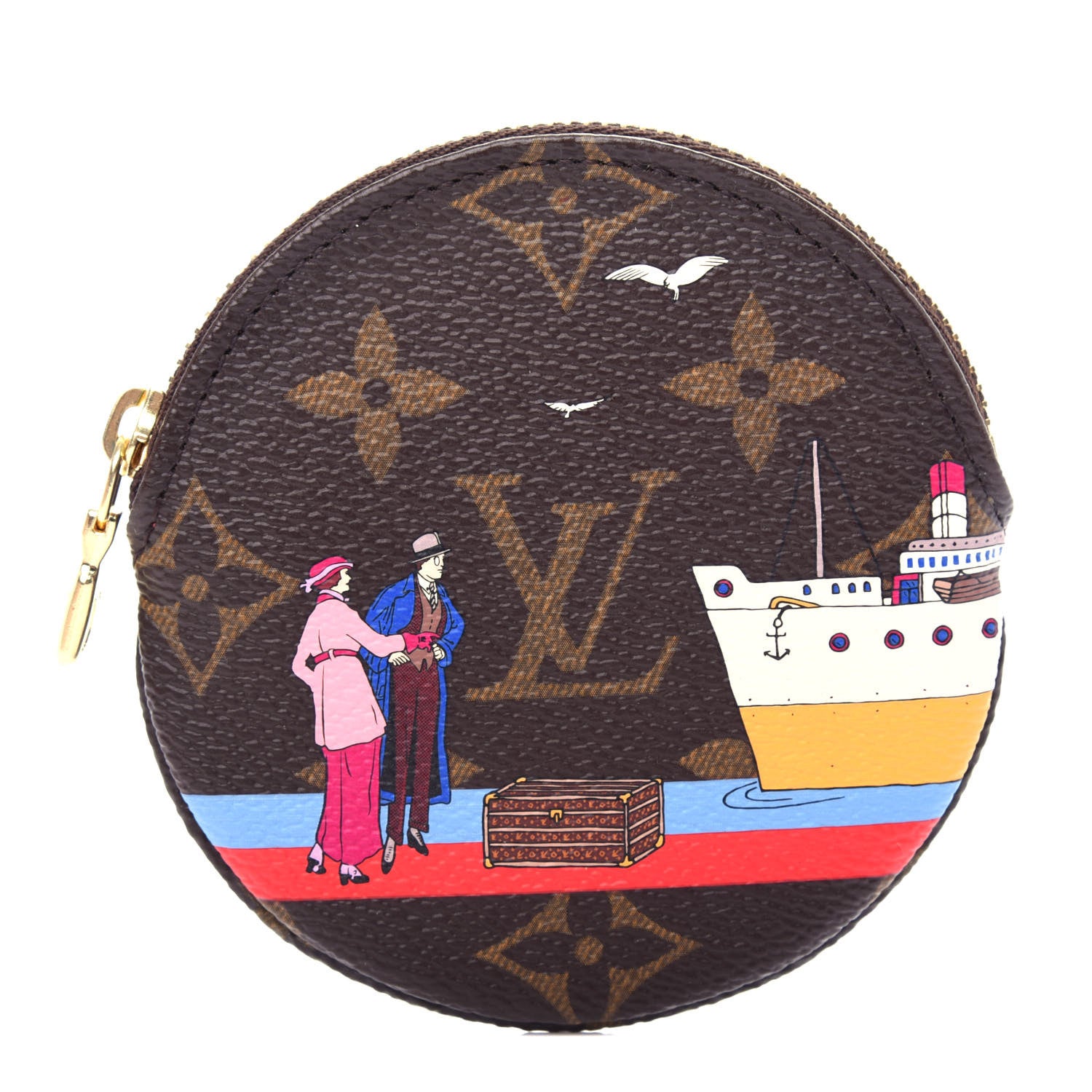 Louis Vuitton Monogram 2016 Christmas Animation Round Coin Purse Rouge ...