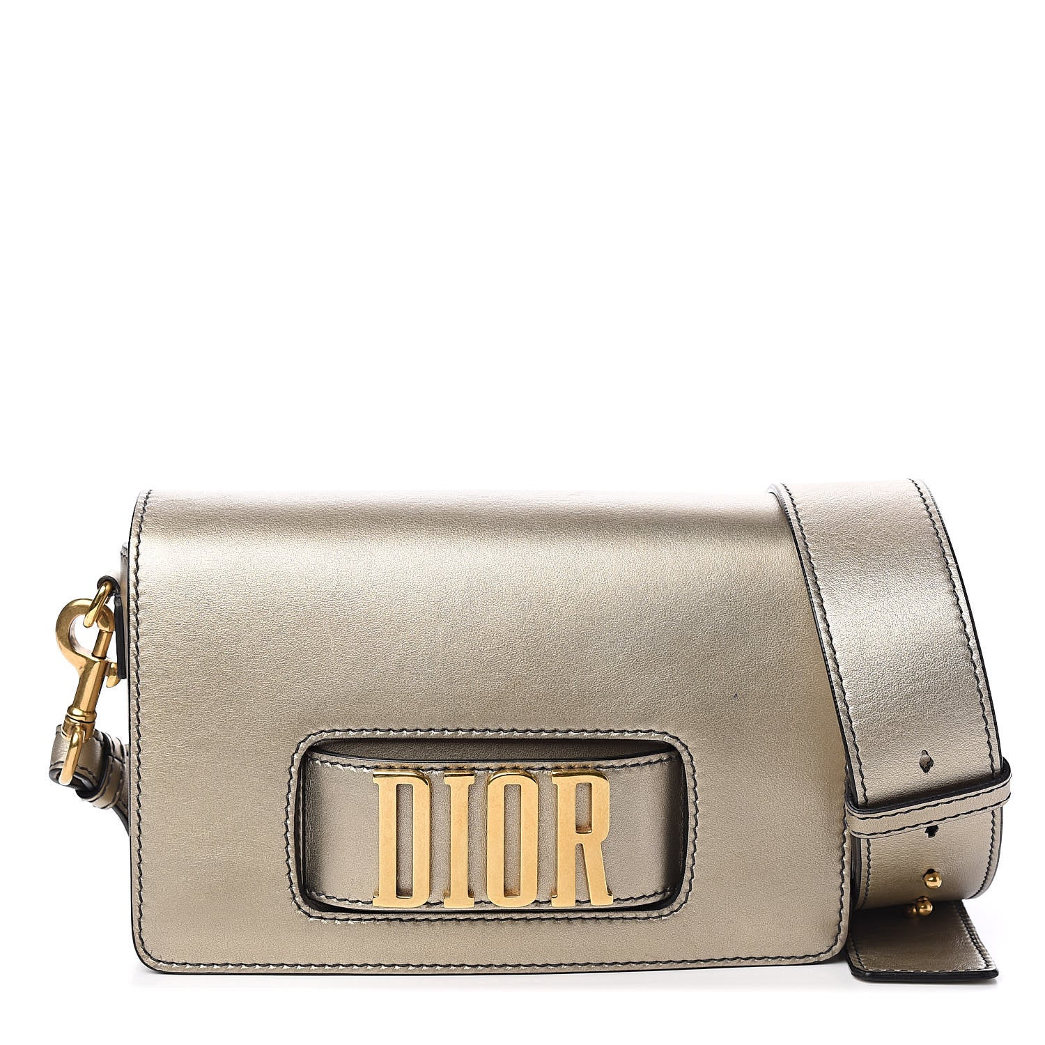 Christian Dior Metallic Smooth Calfskin Dio(r)evolution Flap Bag Gold ...