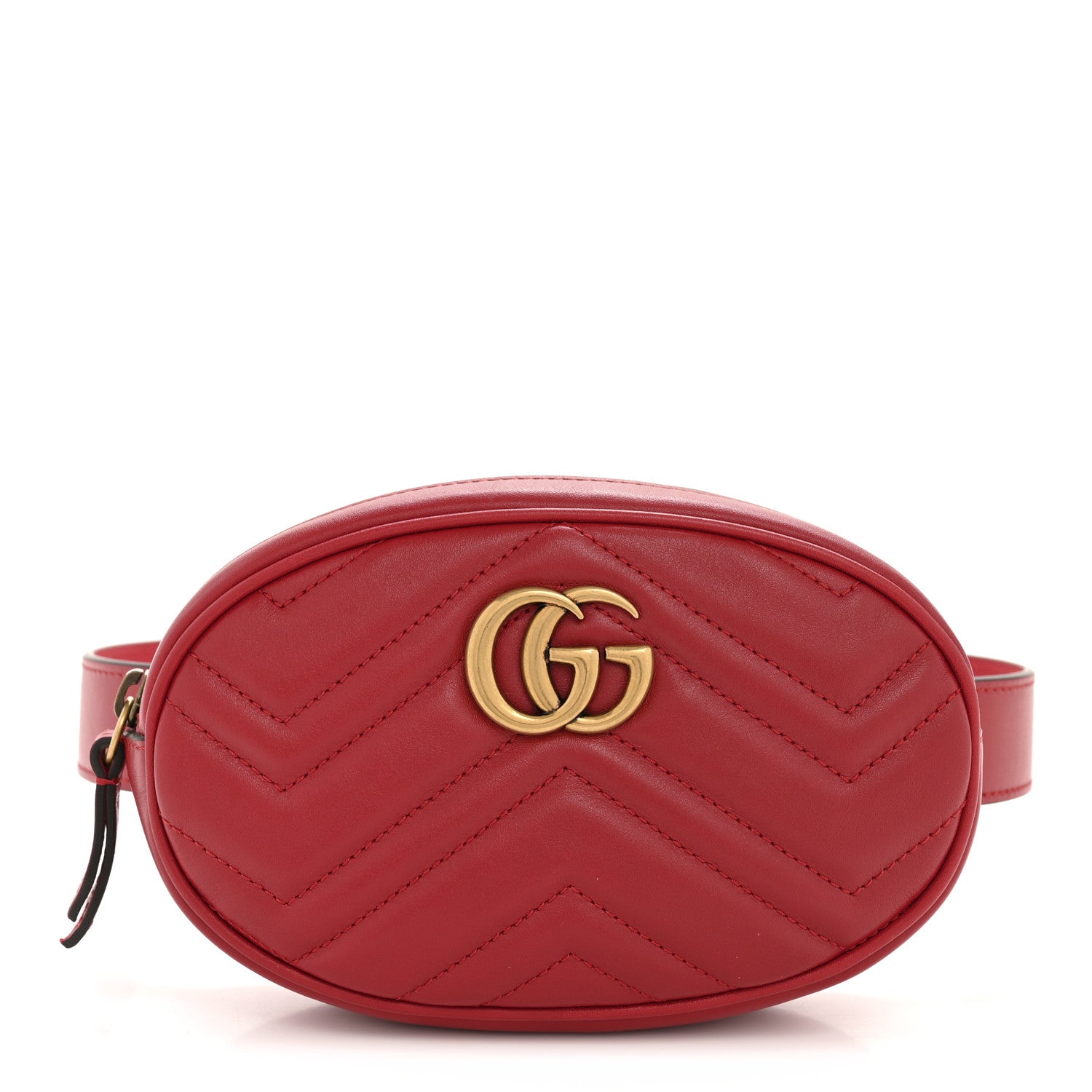 Gucci Calfskin Matelasse GG Marmont Belt Bag 75 30 Hibiscus Red 1786158 ...