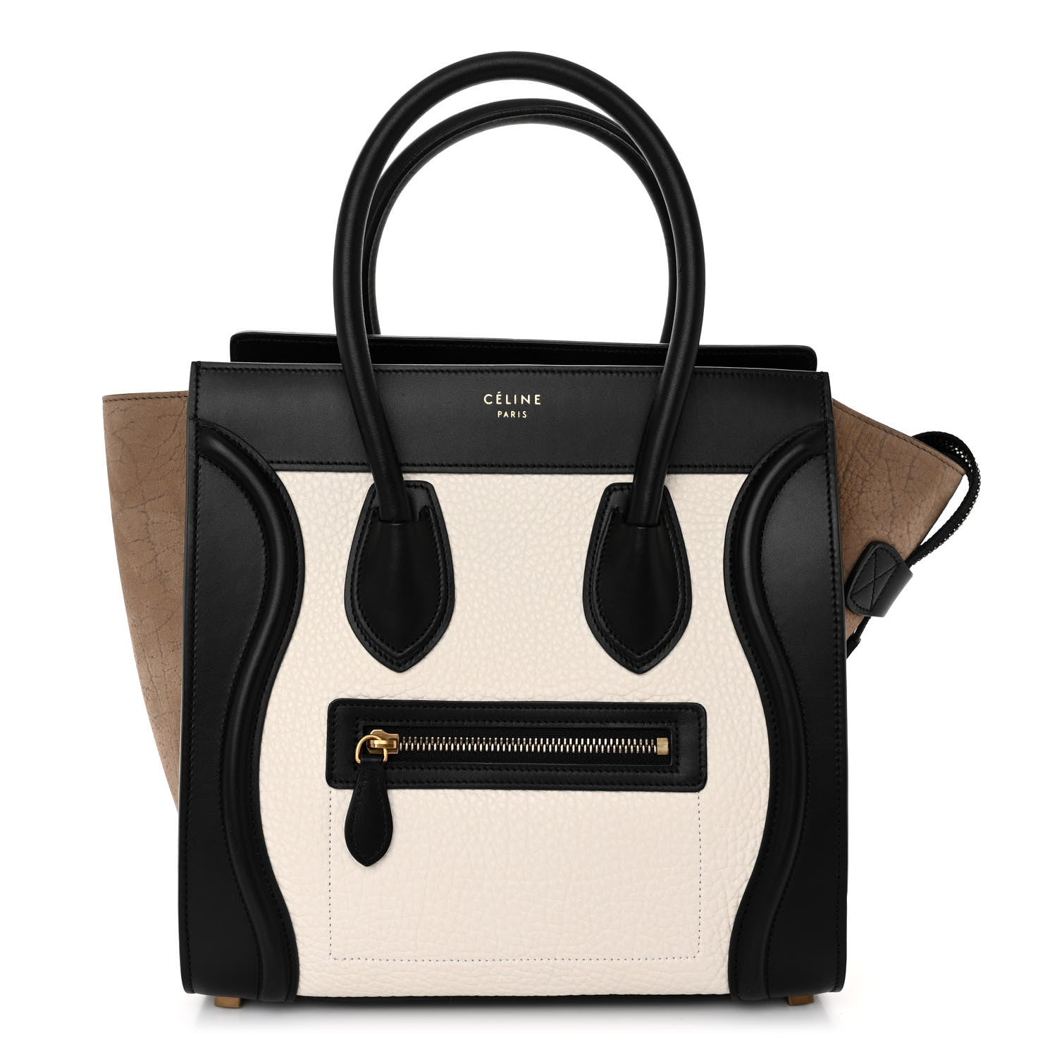 Celine Bullhide Calfskin Nubuck Micro Tri-Color Luggage White Khaki ...