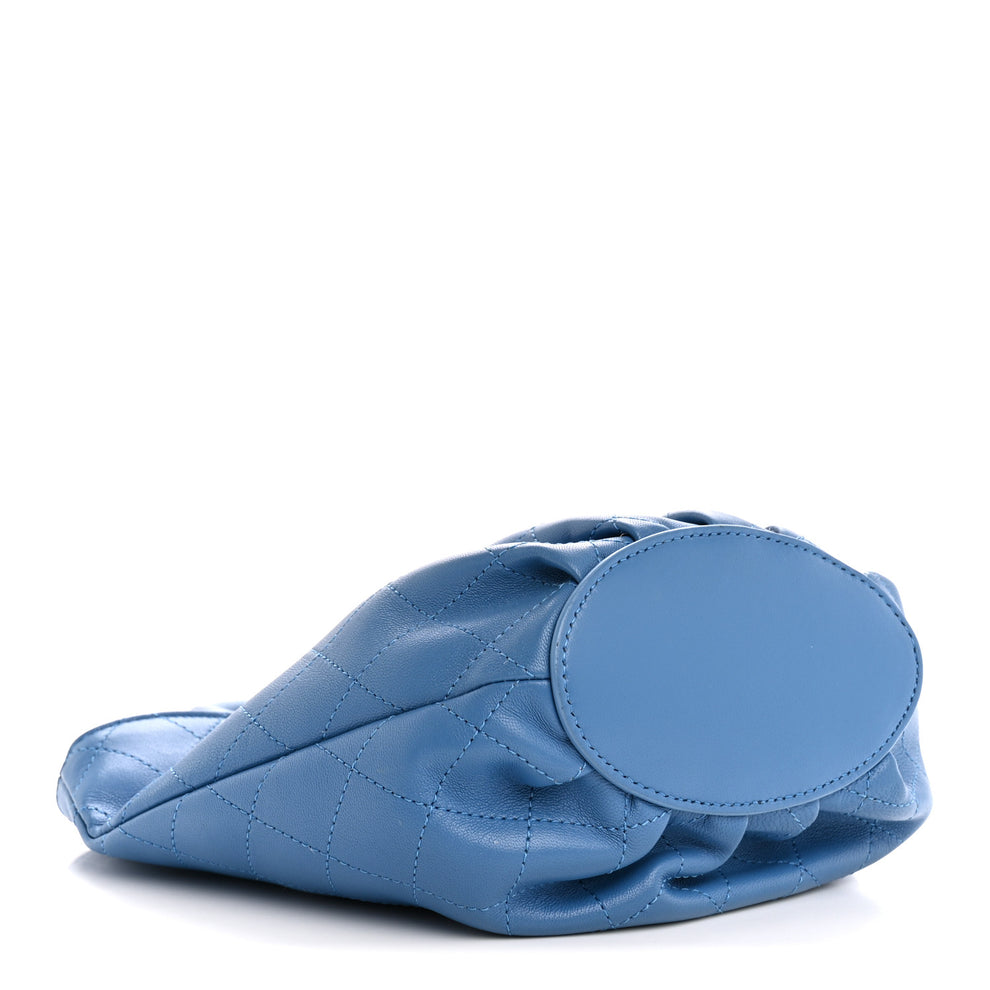 Chanel Calfskin Stitched Chain Top Handle Bucket Bag Blue 1804311 ...