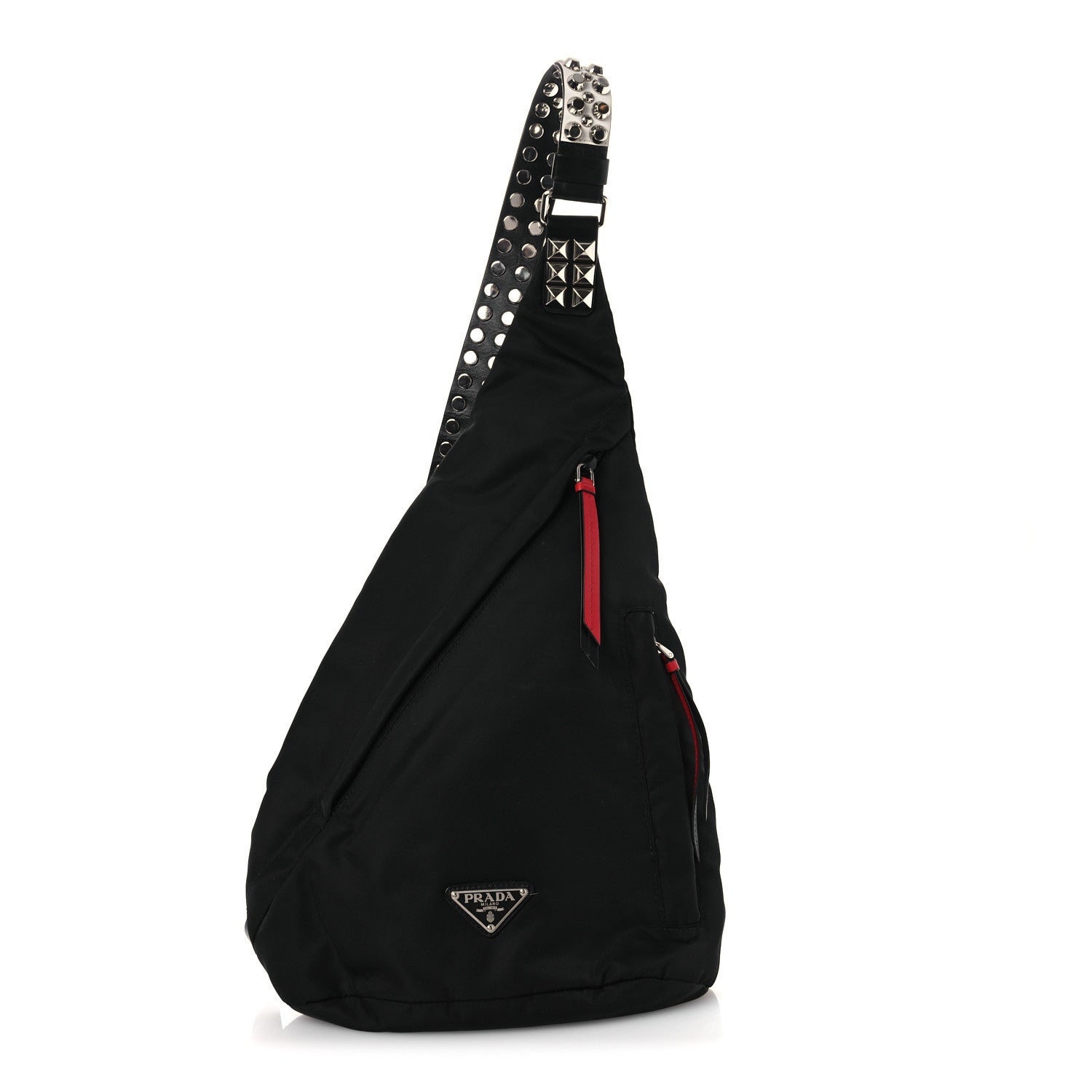 Prada Nylon New Vela Studded Sling Backpack Black Fuoco 1774883 ...