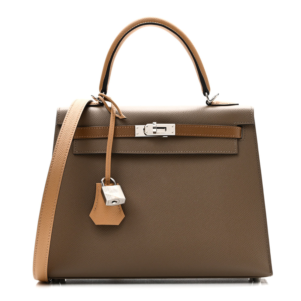 Hermes Epsom Tri-Color Kelly Sellier 25 Etoupe Alezan Biscuit 1780471 ...