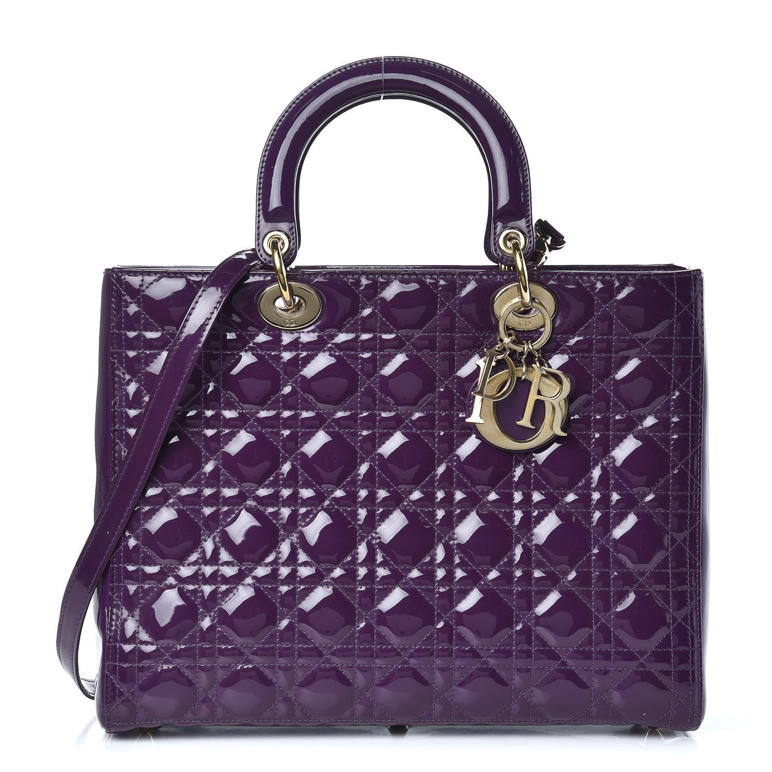 Christian Dior Patent Cannage Large Lady Dior Violet Purple 371914 ...