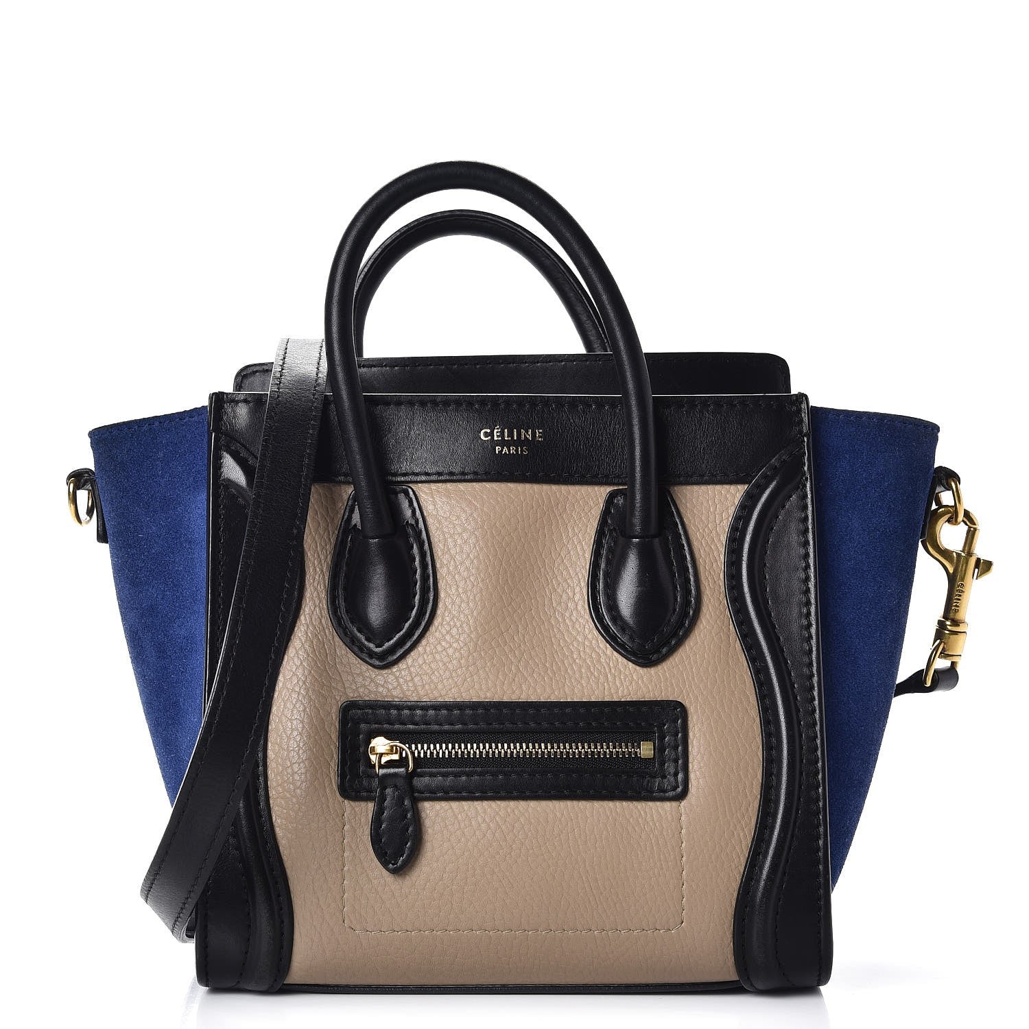 Celine Elephant Calfskin Suede Tri-color Nano Luggage Sand 271014 ...