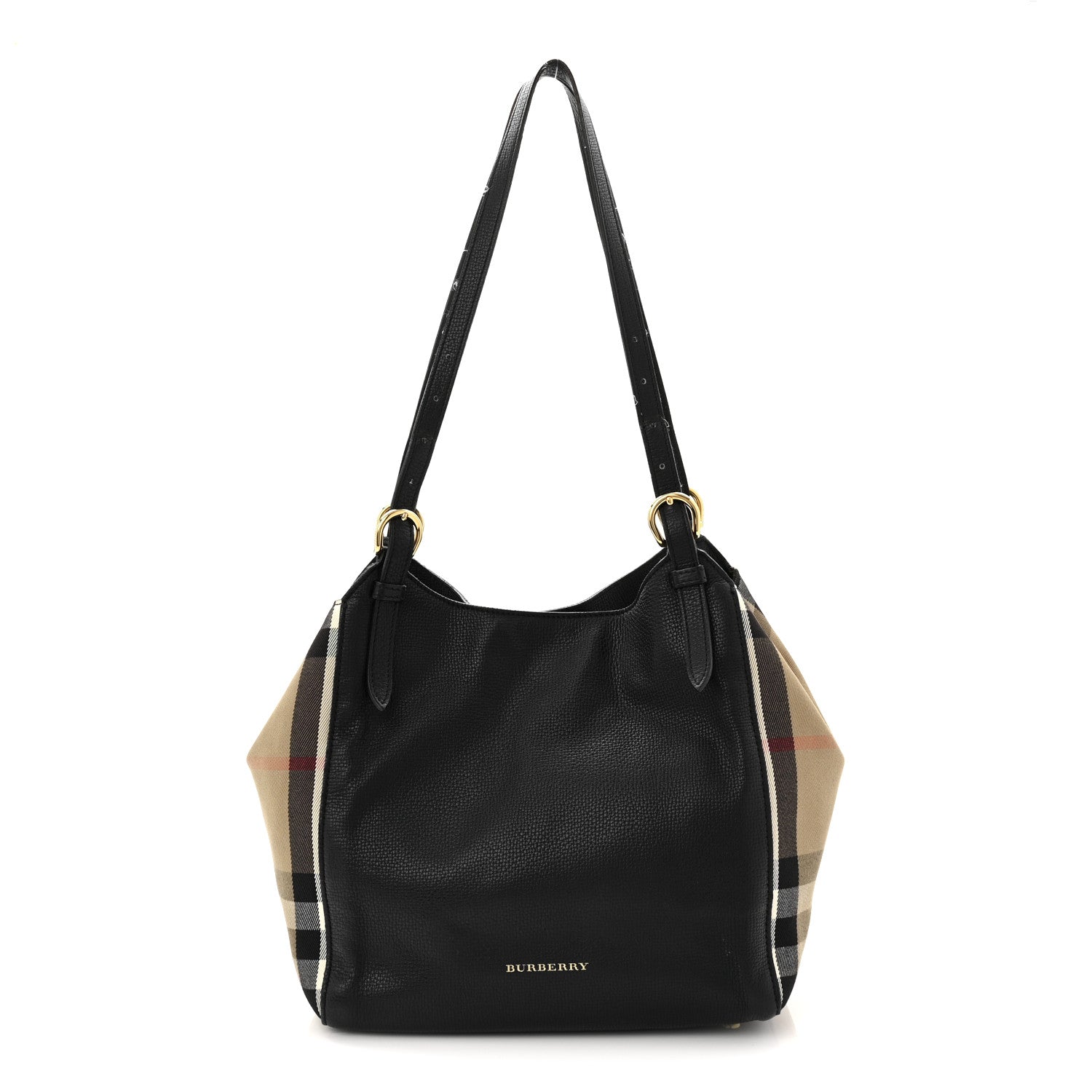 Burberry Grainy Calfskin House Check Small Canterbury Black 1804529 ...