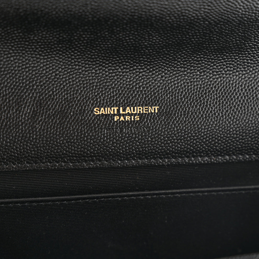 Saint Laurent Grain De Poudre Matelasse Chevron Monogram Envelope ...