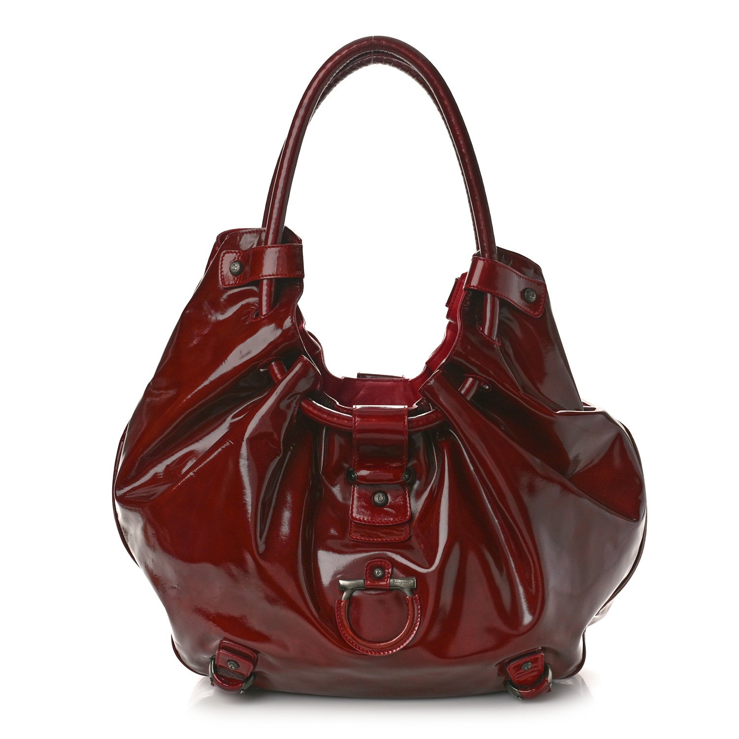 Salvatore Ferragamo Patent Celtico Hobo Red 1493220 – FASHIONPHILE