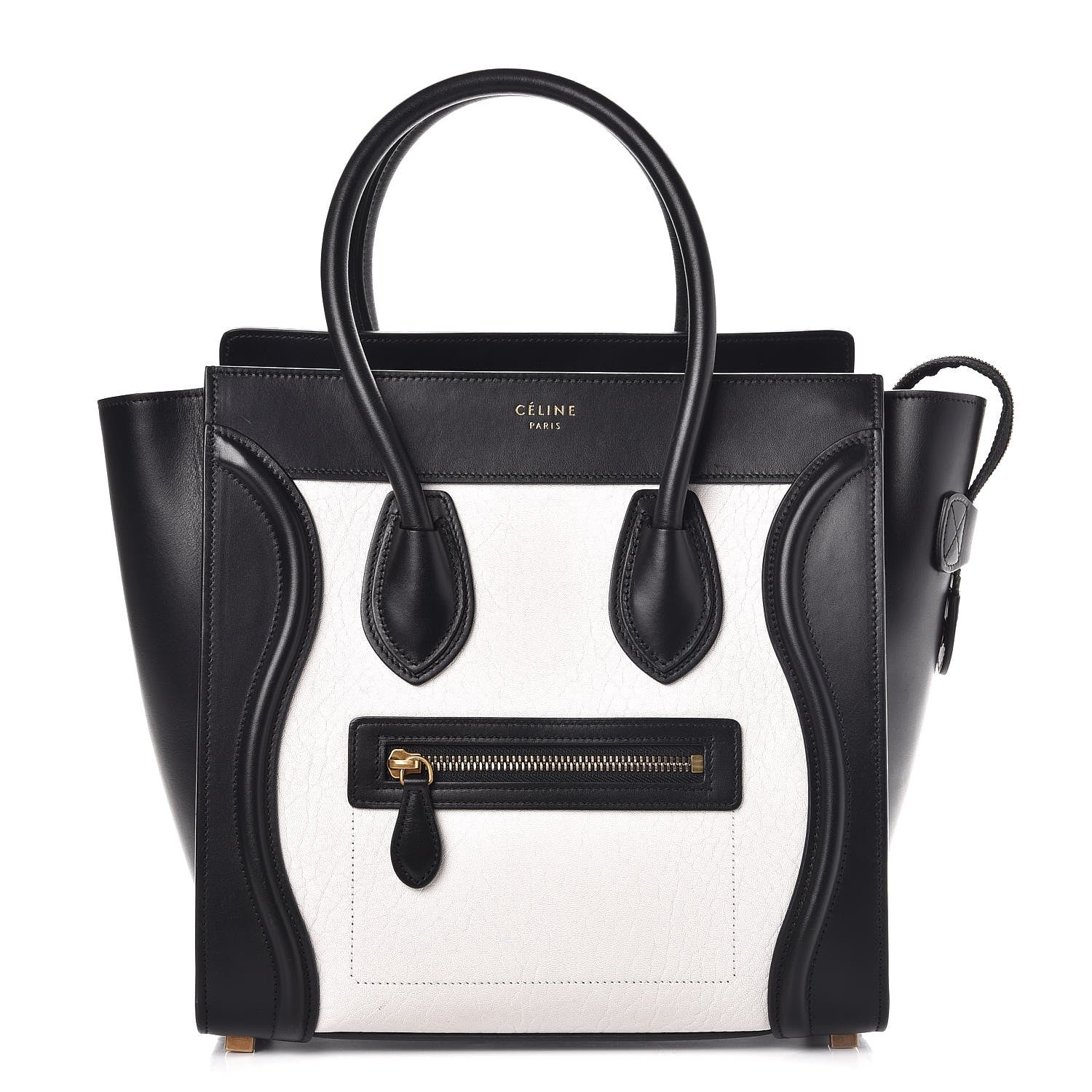 Celine Calfskin Shrunken Lambskin Bicolor Micro Luggage Black White ...