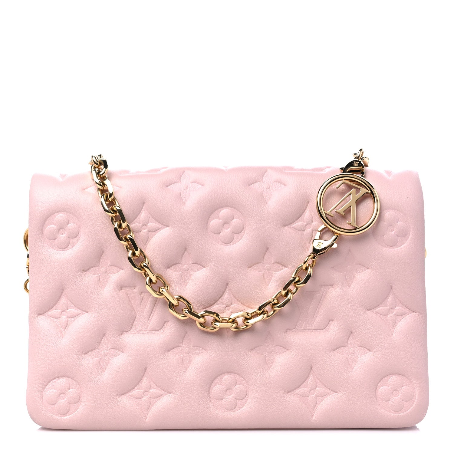 Louis Vuitton Lambskin Embossed Monogram Pochette Coussin Rose 1239195 ...