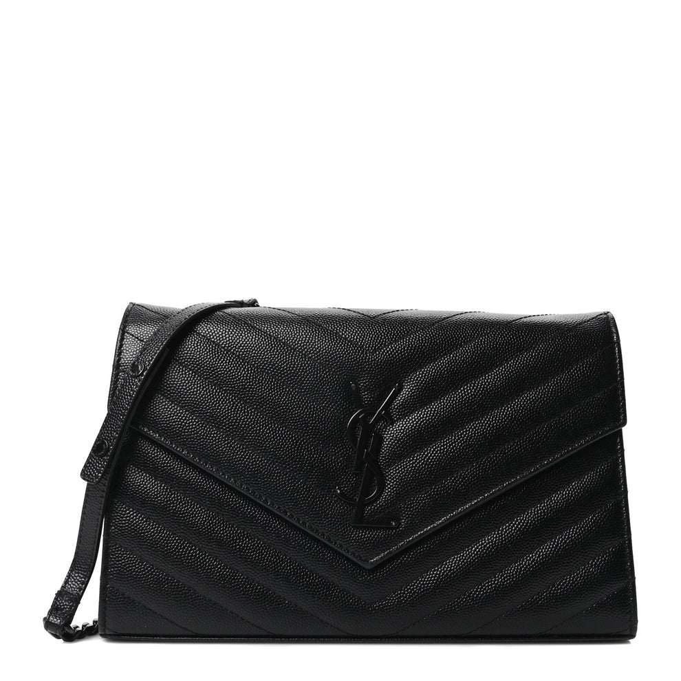 Saint Laurent Grain De Poudre Matelasse Chevron Monogram Monochrome ...