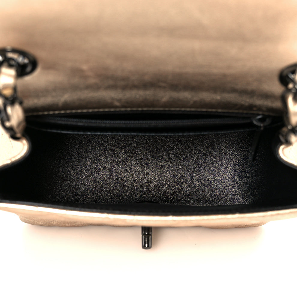 Chanel Metallic Lambskin Quilted Mini Square Flap Gold Black 1793918 ...