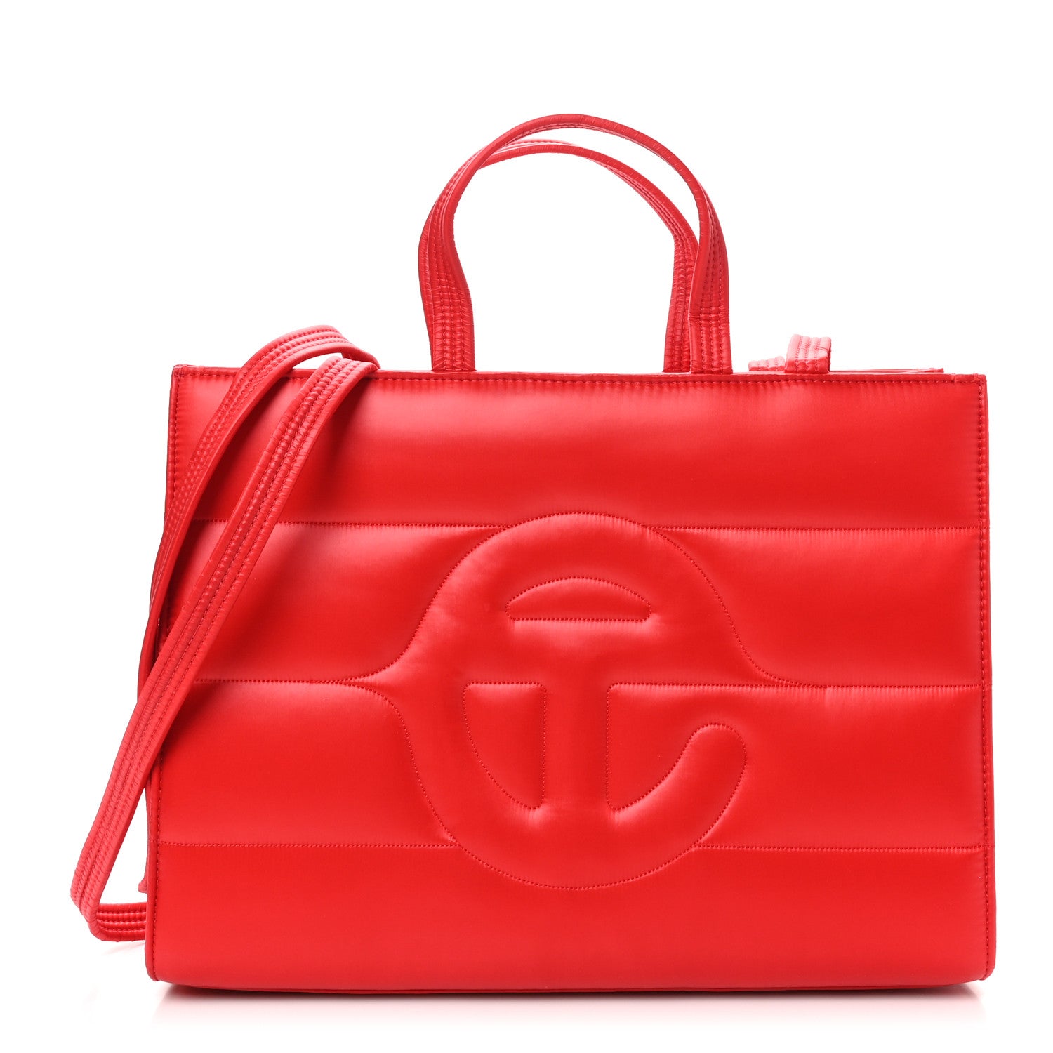 Telfar Nylon Medium Puff Shopping Bag Red 1764094 – FASHIONPHILE