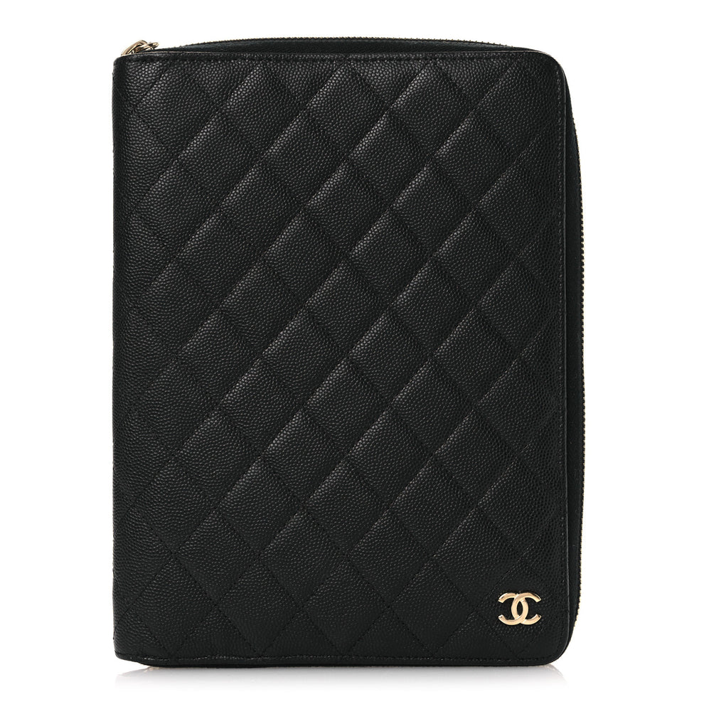 Chanel Caviar Quilted Zip Around Notebook Agenda Cover Black 1778809 ...