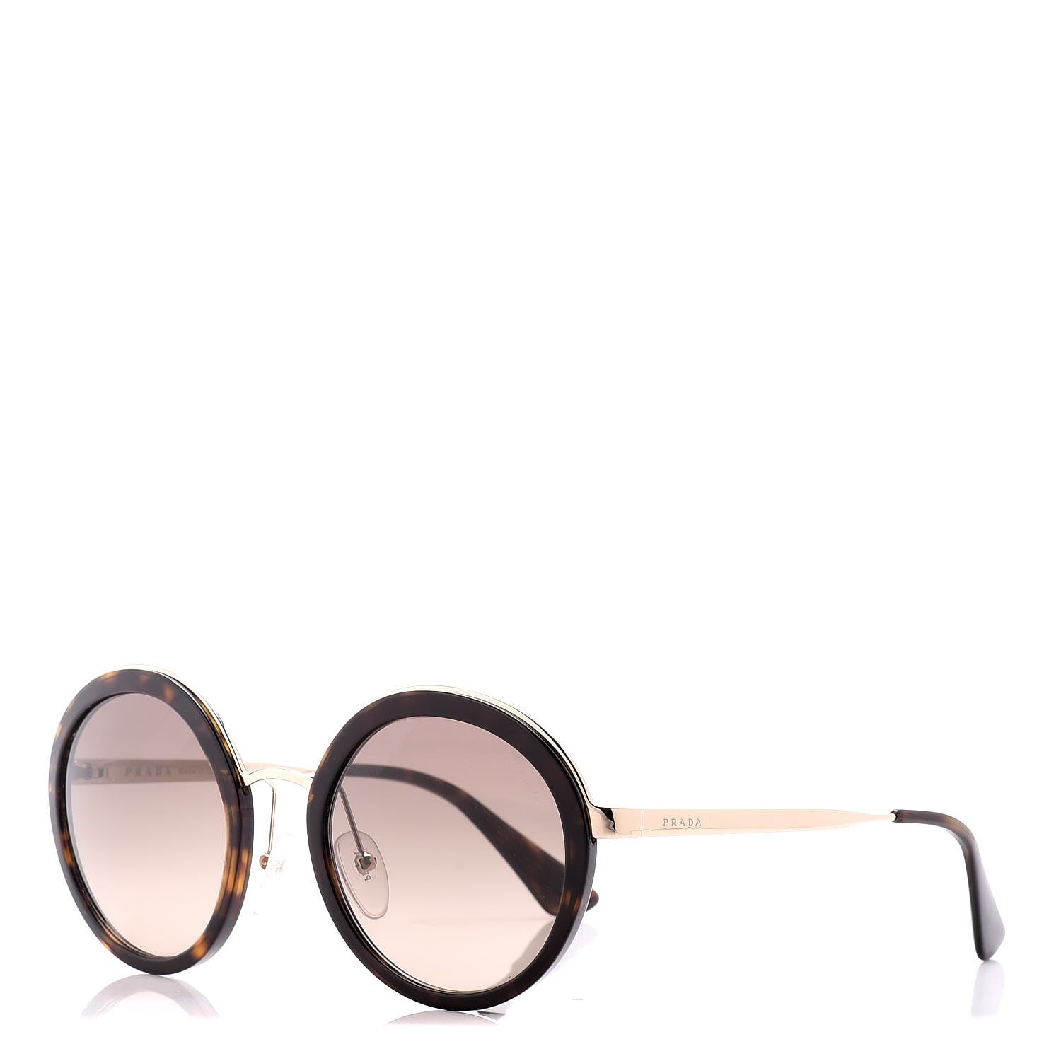 Prada Round Frame Sunglasses SPR 50T Tortoise Gold 255987 – FASHIONPHILE