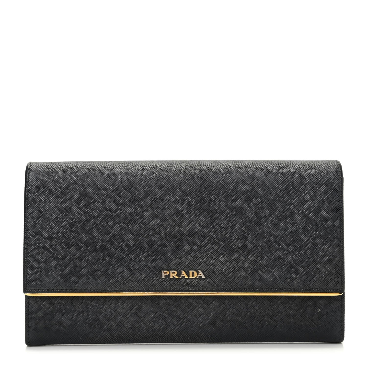 Prada Saffiano Metal Bar Continental Flap Wallet Black 741994 ...