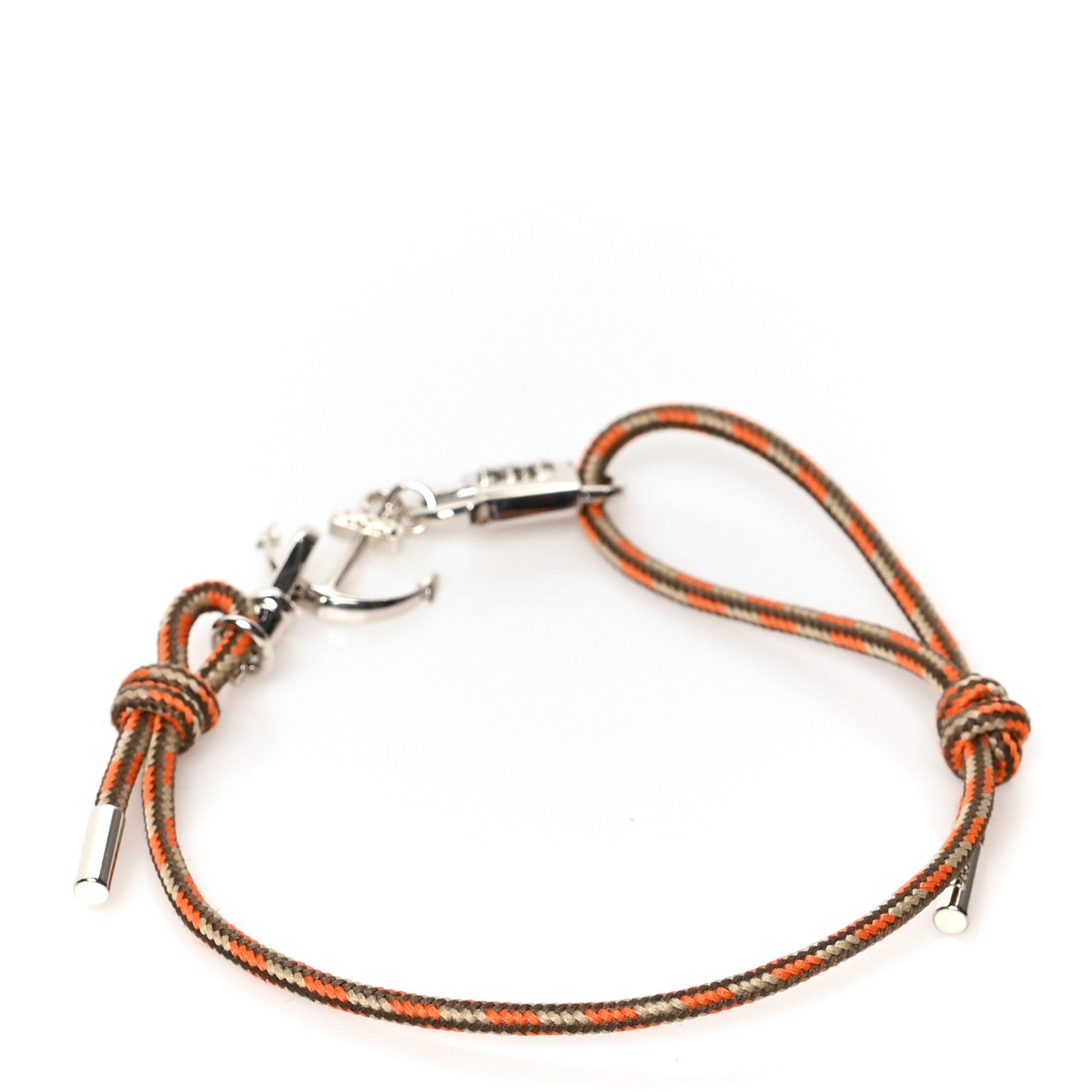 Christian Dior Technical Cord Brass Anchor Bracelet Orange Taupe ...