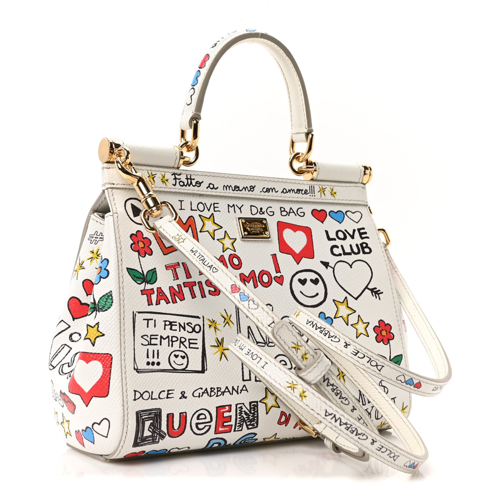 Dolce & Gabbana Dauphine Graffiti Printed Small Miss Sicily Satchel ...