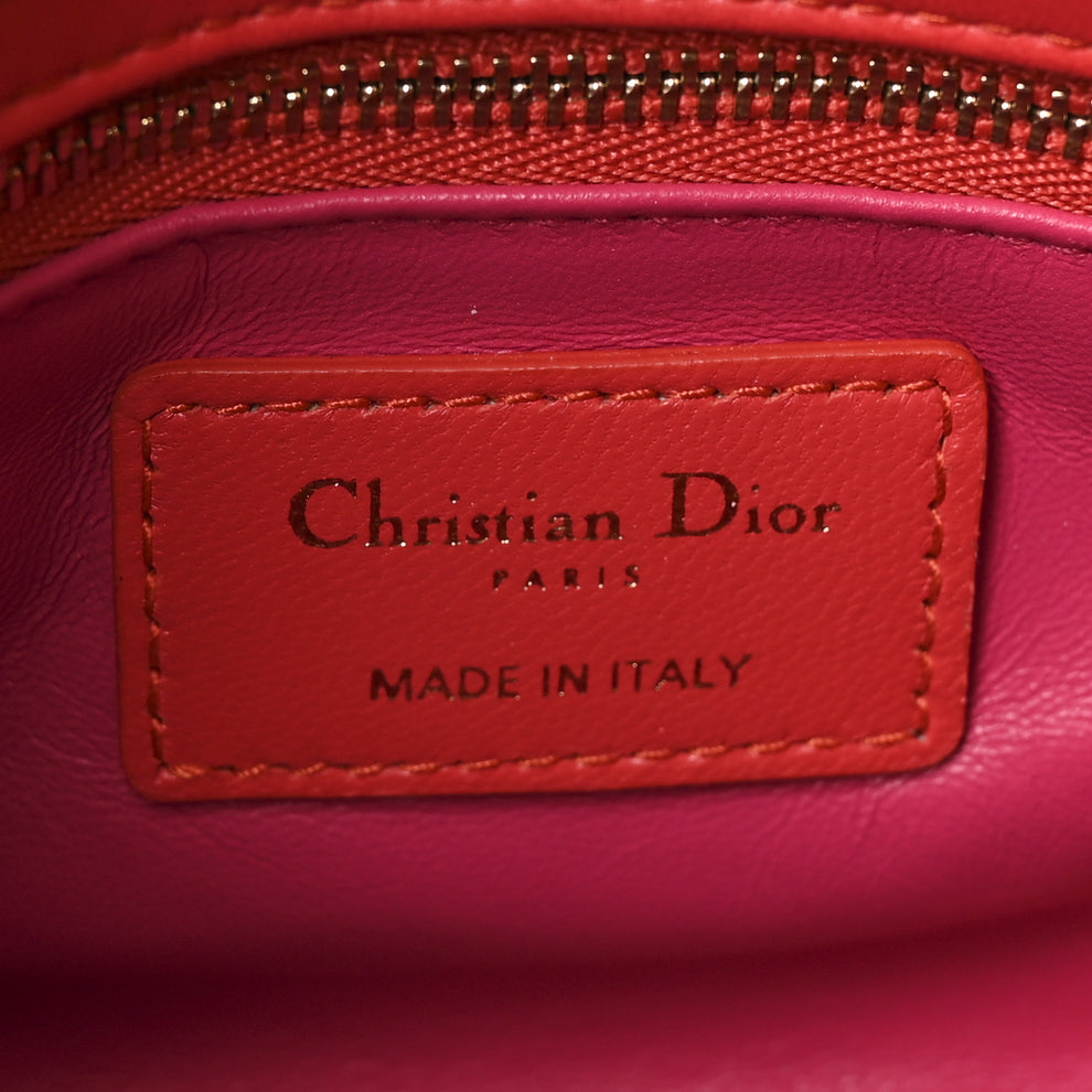Christian Dior Lambskin Cannage Mini Bi-Color Lady Dior Red Fuchsia ...