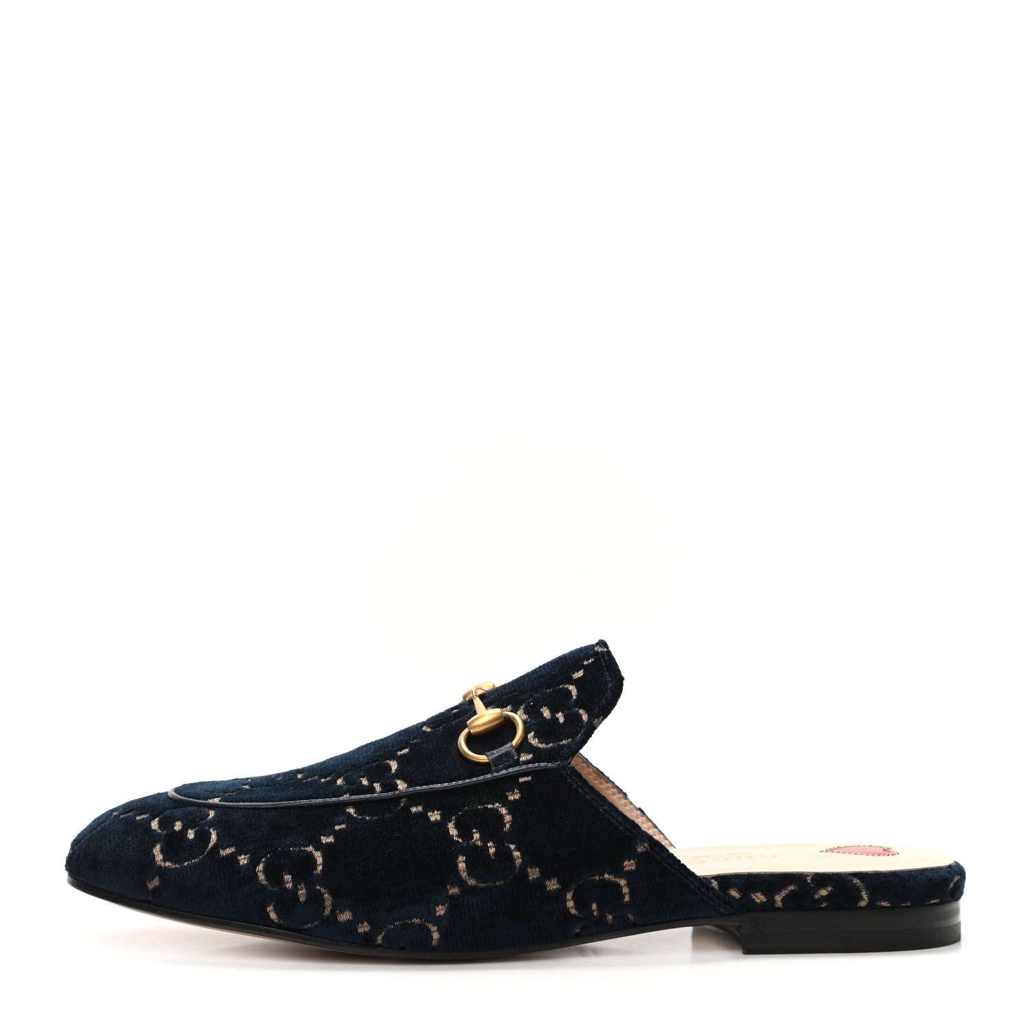 Gucci Velvet GG Monogram Womens Princetown Slippers 38.5 Blue Beige ...