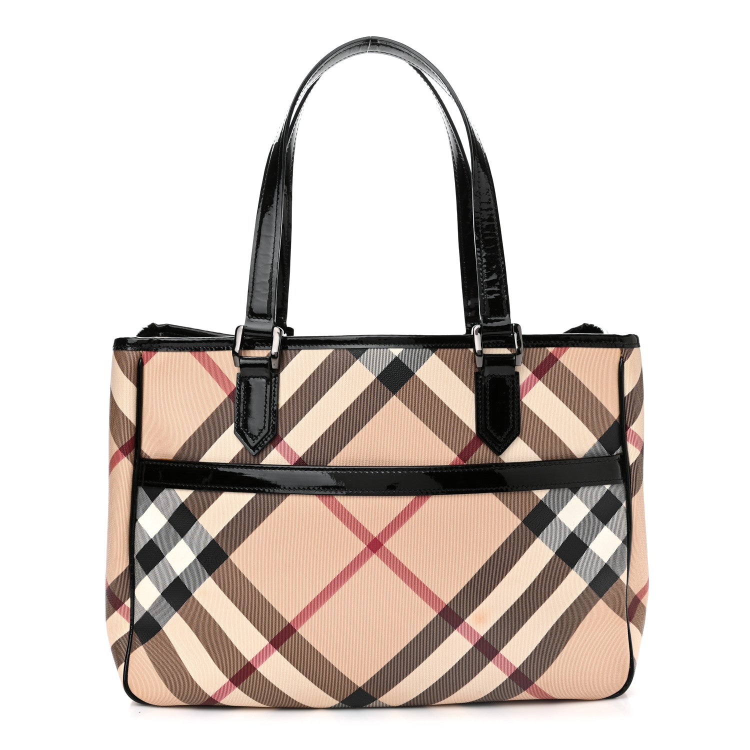 Burberry Nova Check Patent Medium Emmy Tote Black 1261640 – FASHIONPHILE