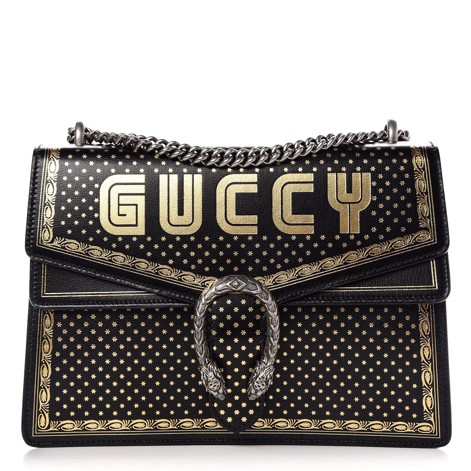 Gucci X SEGA Calfskin GUCCY Stars Medium Dionysus Shoulder Bag Black ...