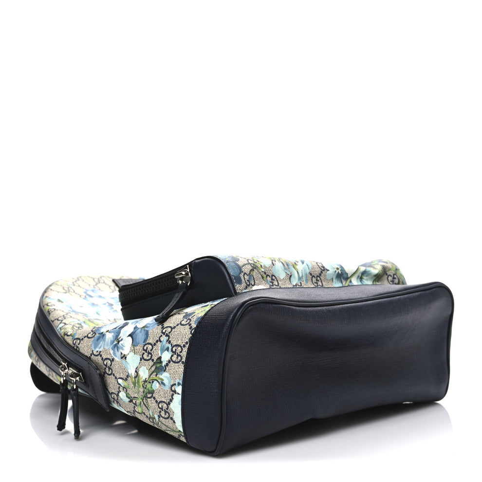 Gucci GG Supreme Monogram Blooms Medium Day Backpack Beige Blue Navy ...