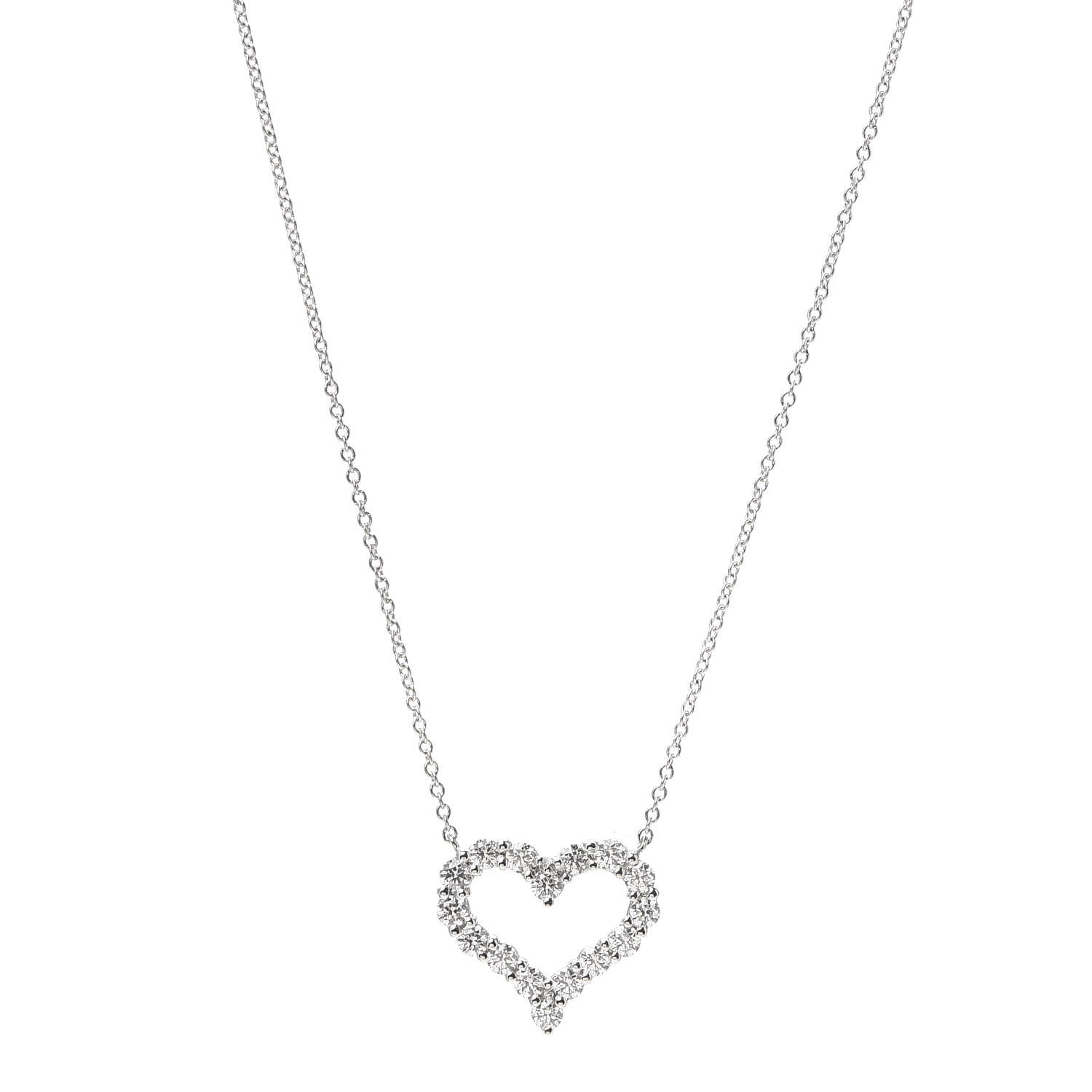 Tiffany Platinum Diamond Small Heart Pendant Necklace 711088 – FASHIONPHILE