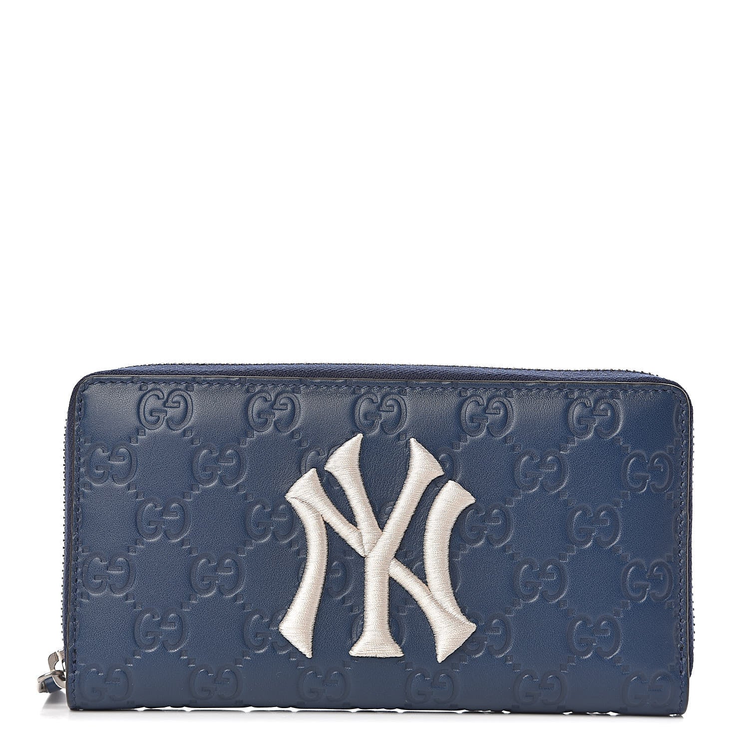 Gucci X MLB Guccissima Signature NY Yankees Embroidered Zip Around ...