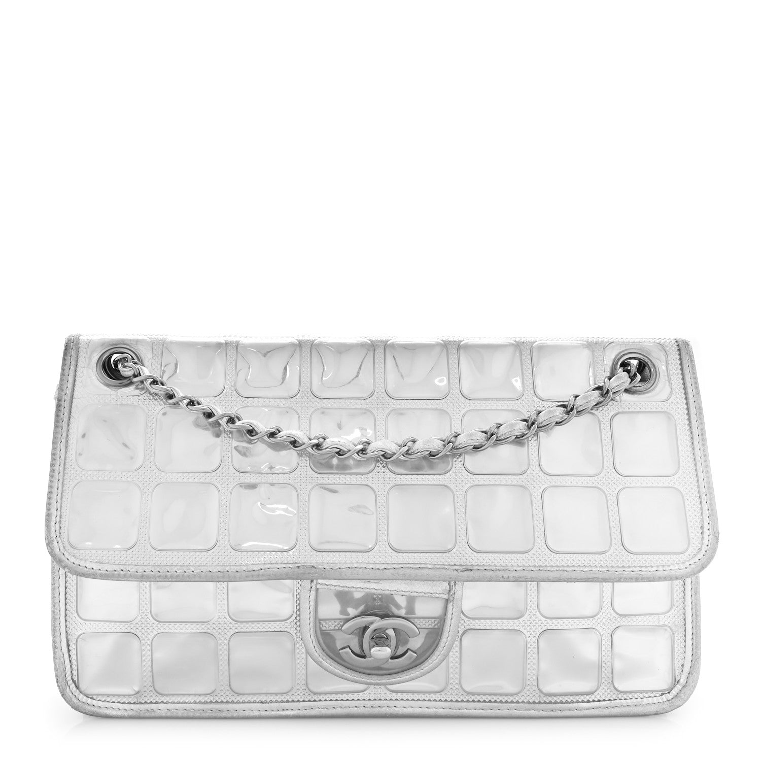 Chanel Vinyl Large Ice Cube Flap Silver 1241996 – FASHIONPHILE