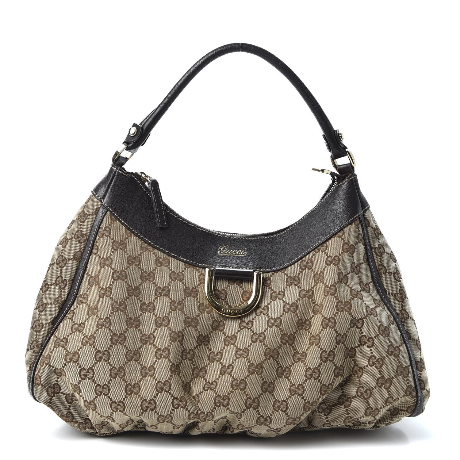 Gucci Monogram Large D Gold Hobo Dark Brown 583986 – FASHIONPHILE
