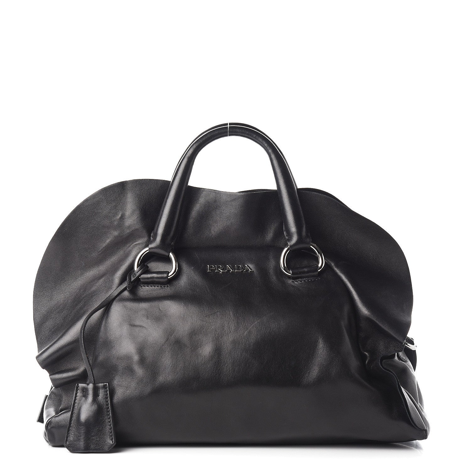 Prada Nappa Ruffle Bauletto Black 577174 – FASHIONPHILE
