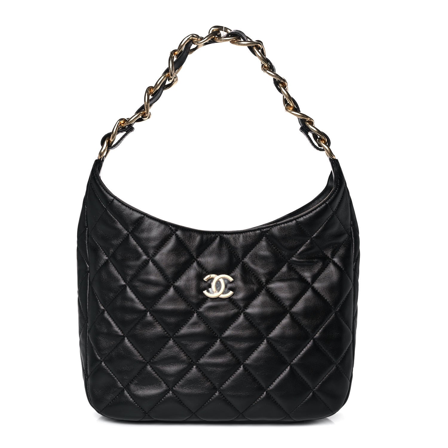 Chanel Lambskin Quilted Large CC Funky Town Hobo Black 995523 ...