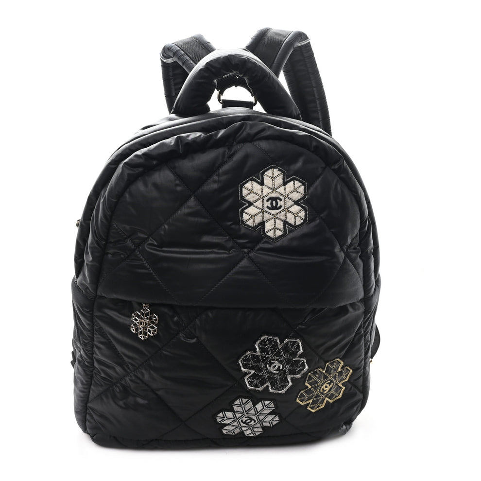 Chanel Nylon Tweed Quilted Small Coco Neige Snowflake Backpack Black ...