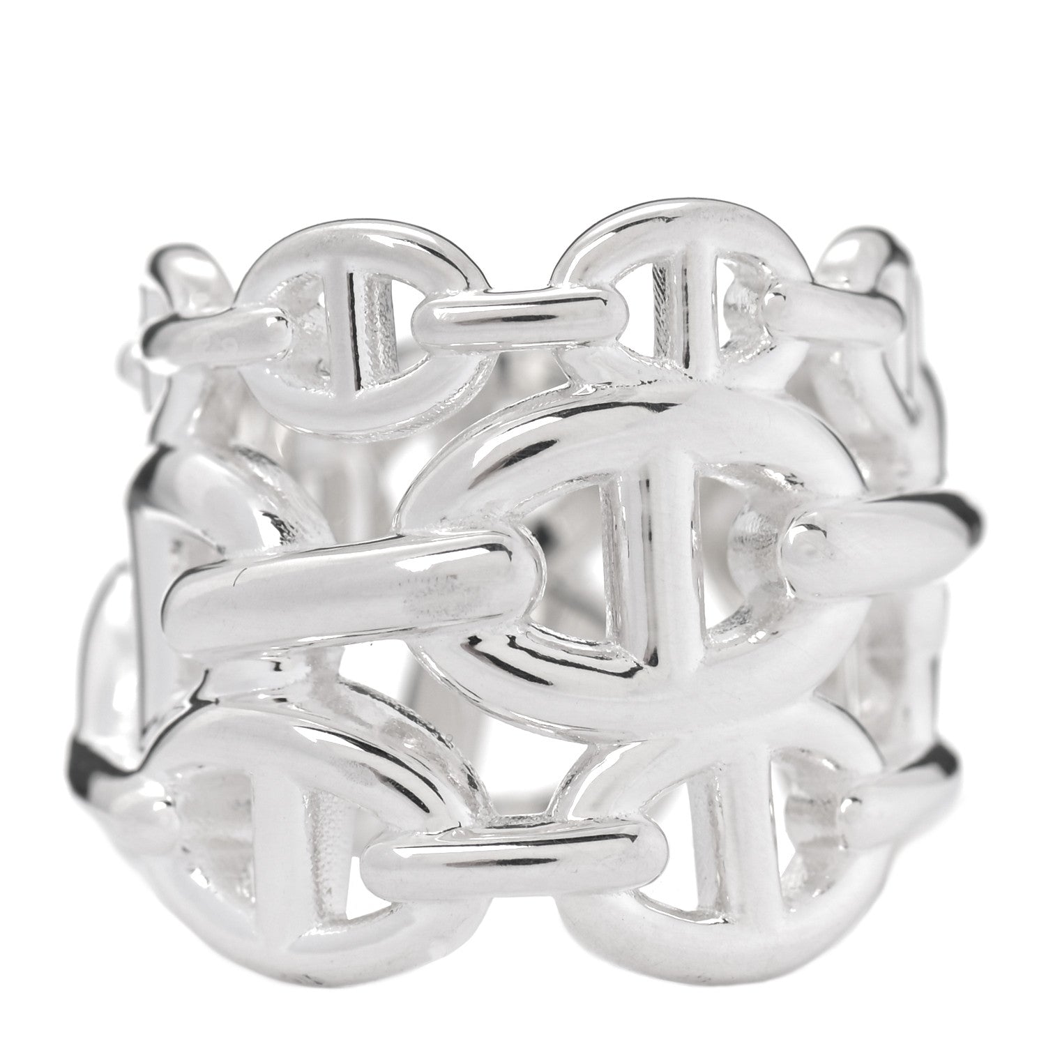 Hermes Sterling Silver GM Chaine d'Ancre Enchainee Band Ring 50 5.25 ...