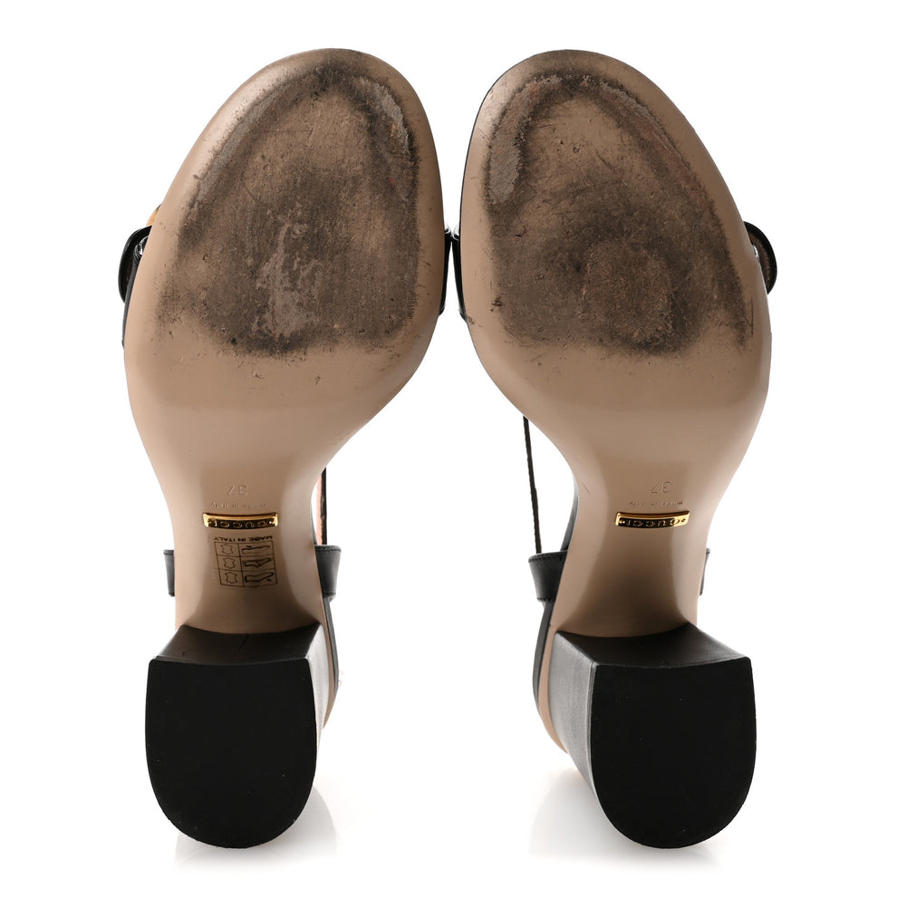 Gucci Lifford Calfskin GG Marmont Ankle Wrap 105mm Sandals 37 Black ...