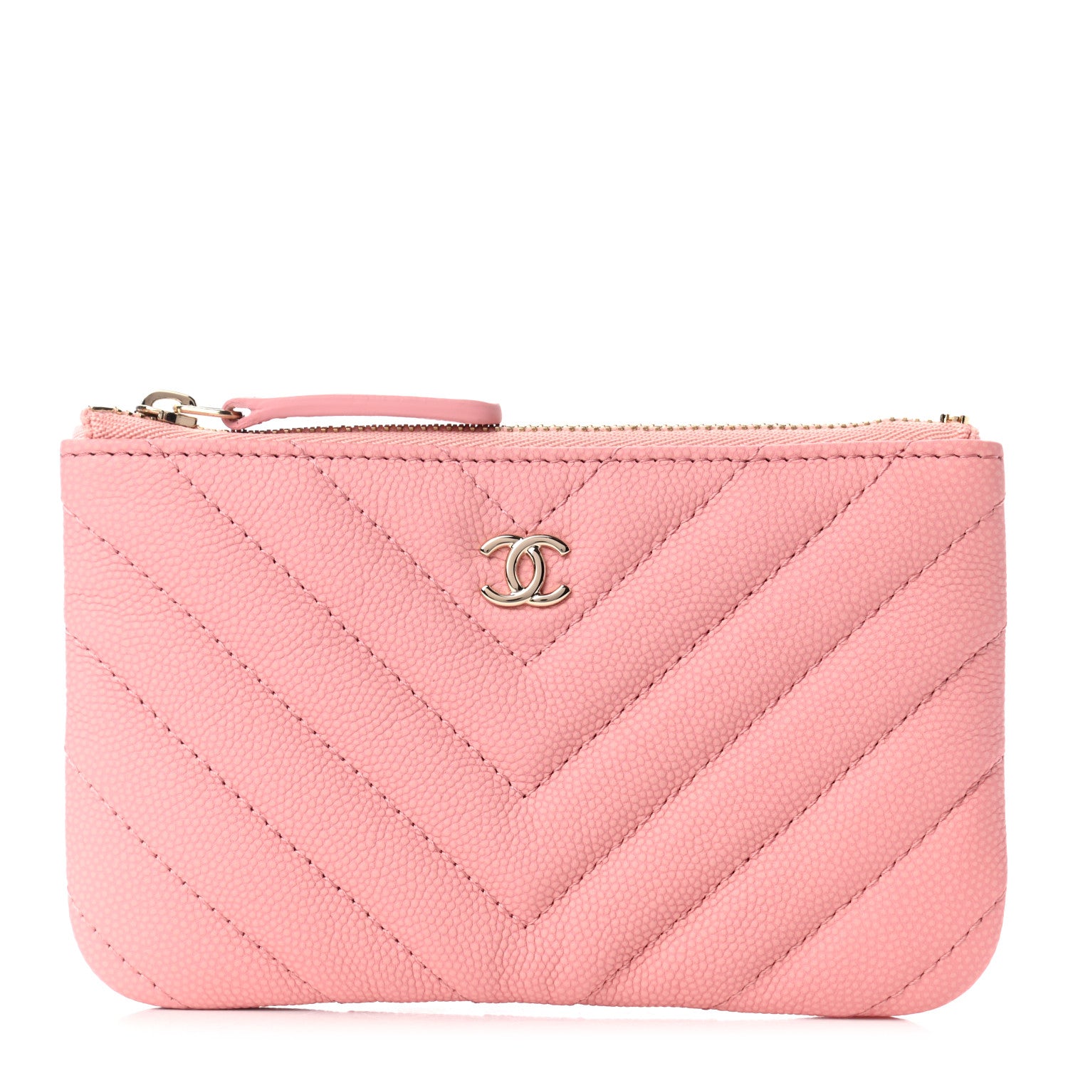 Chanel Flat Caviar Chevron Quilted Small Cosmetic Case Pink 946615 ...