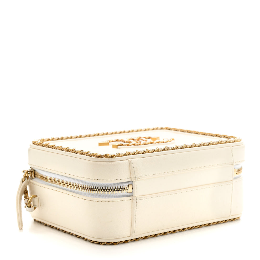 Chanel Goatskin Quilted Small CC Filigree Vanity Case White 1805934 ...
