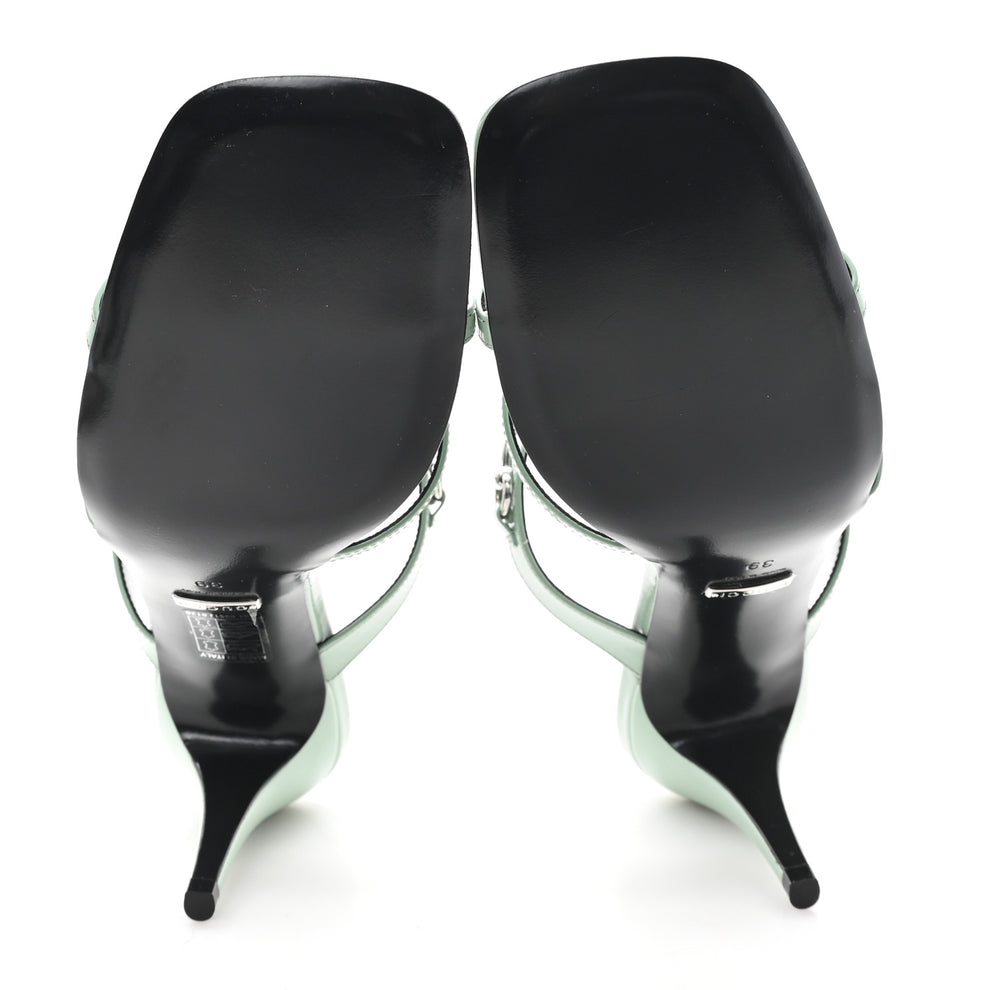 Gucci Regent Calfskin Horsebit Mid Heel Sandals 39 Pacific Green ...