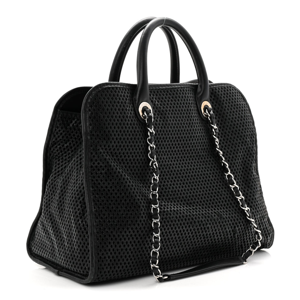 Chanel Calfskin Perforated Up In The Air Tote Black 1793653 – FASHIONPHILE