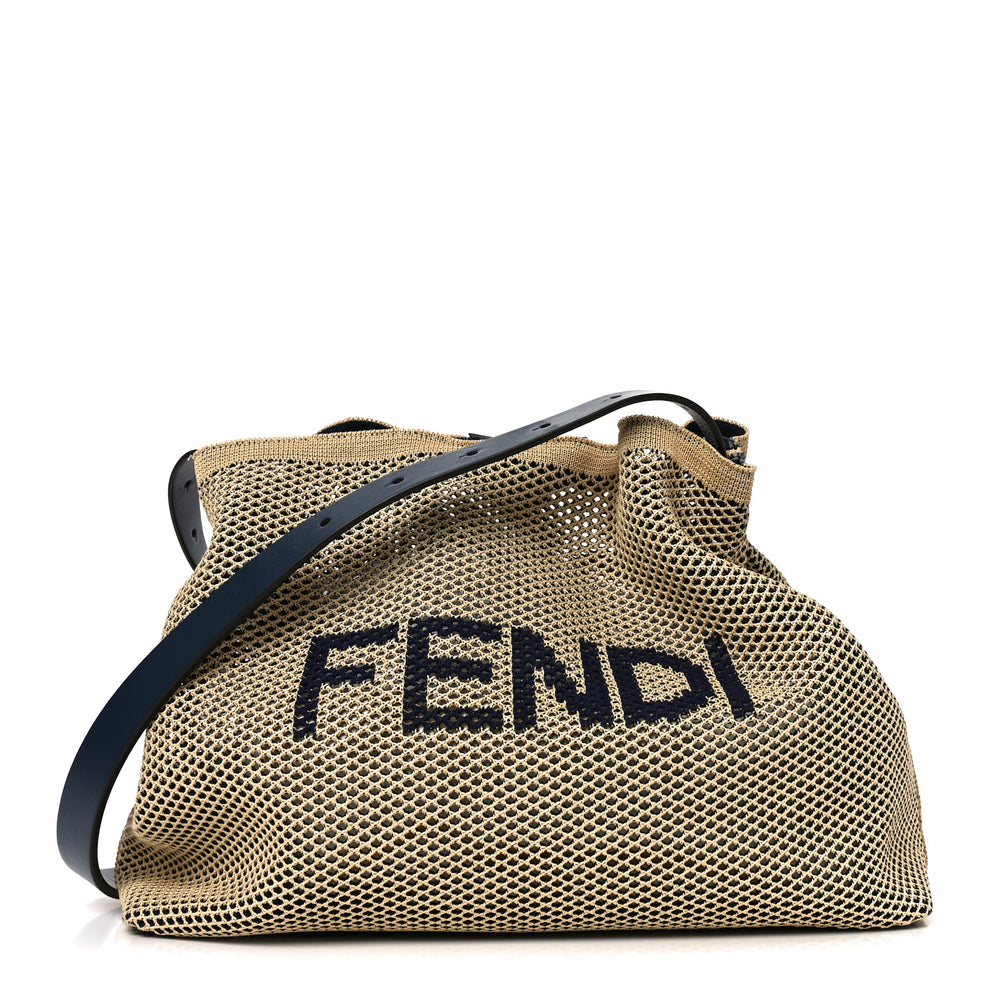 Fendi Raffia Woven Vitello King Soft Large Hobo Natural Beige Blue ...